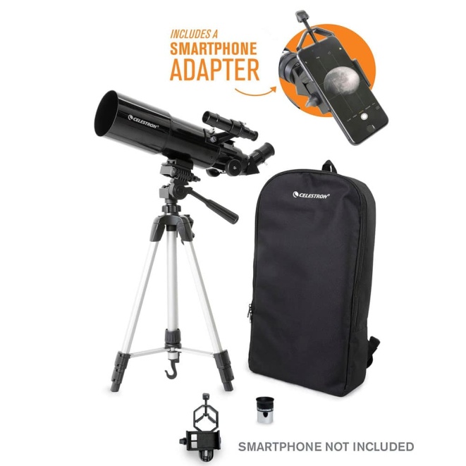 Celestron Travel Scope 80 Portable Telescope with Backpack & Smartphone ...