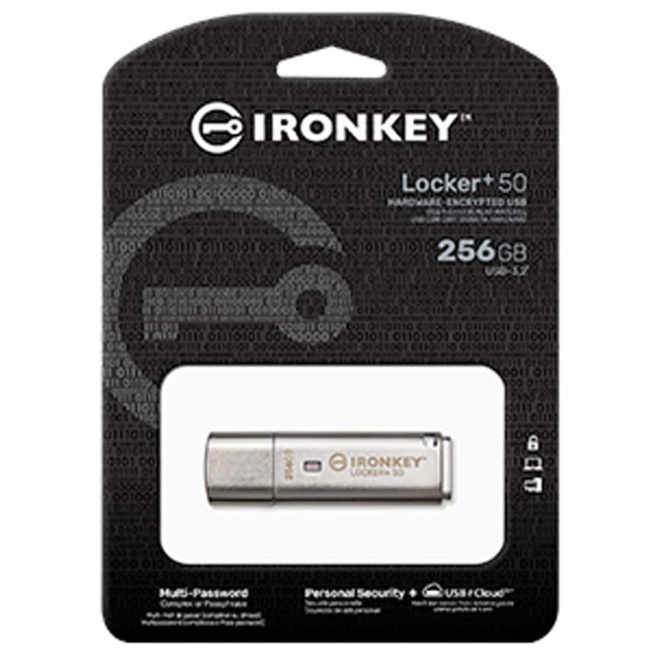 Kingston IronKey Locker+ 50 USB Flash Drive Encrypted 256GB|IKLP50/256GB