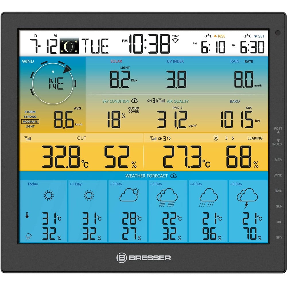 Bresser 7-in-1 Solar Powered Sensor 6-Day 4CAST PRO SF Wi-Fi Weather ...