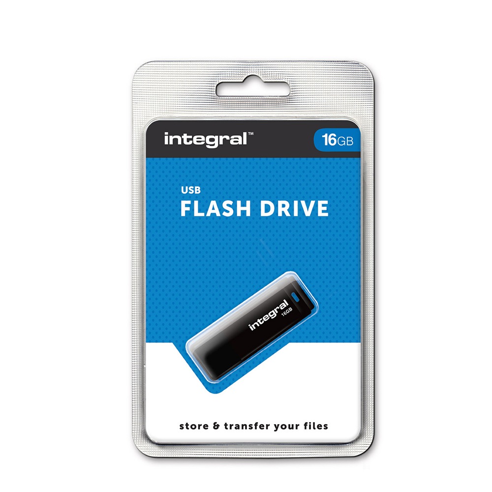 Integral USB 2.0 Flash Drive 16GB - Black INFD16GBBLK