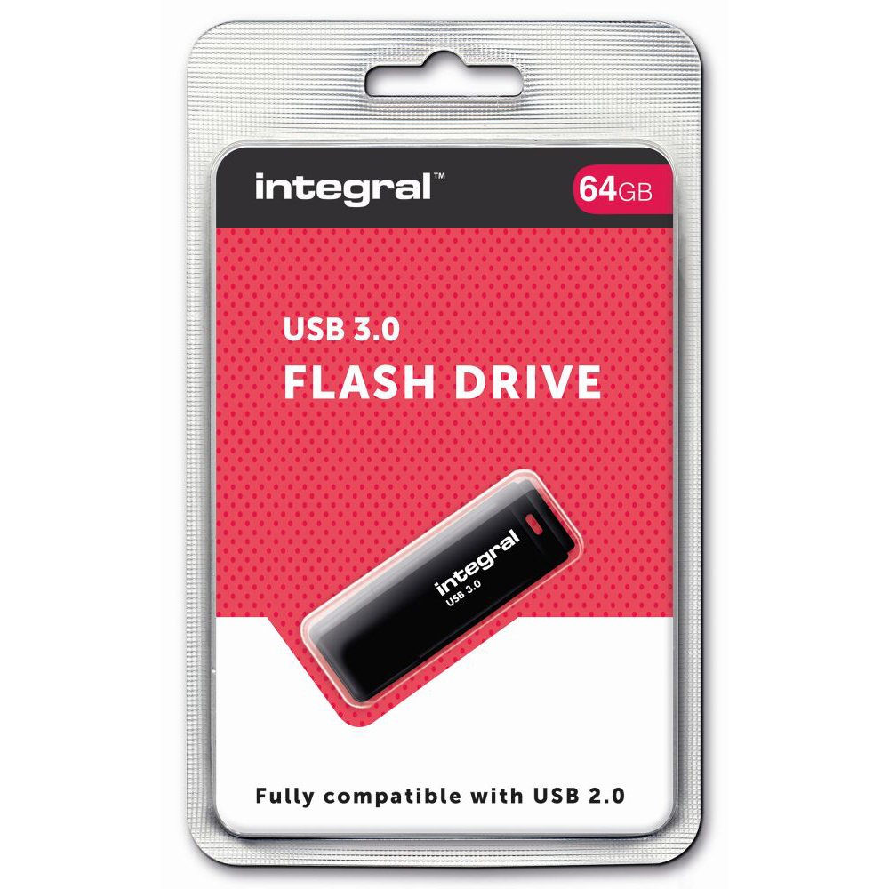 Integral USB 3.0 Flash Drive 64GB - Black INFD64GBBLK3.0