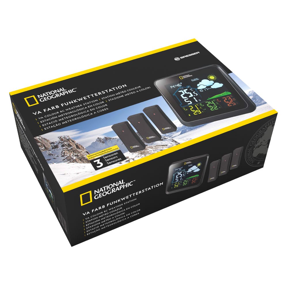 National Geographic VA colour LCD Weather Station incl. 3 Black Sensors ...