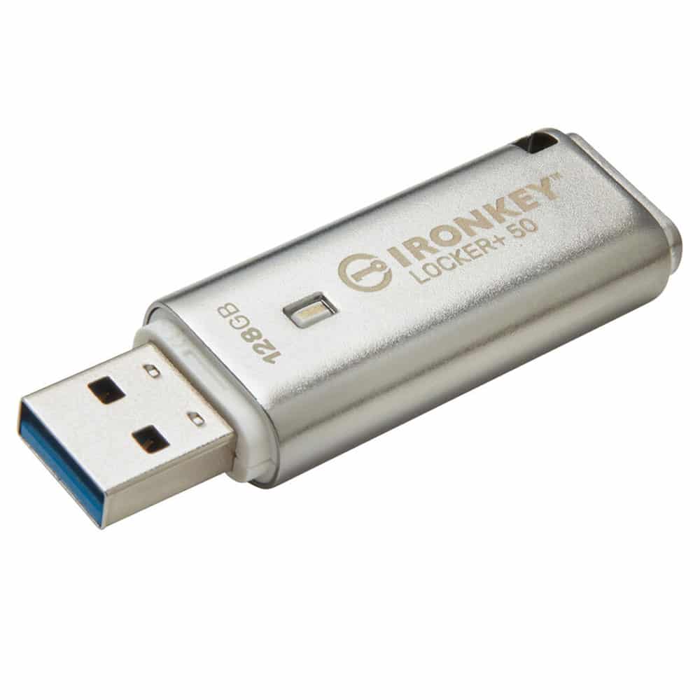 Kingston IronKey Locker+ 50 USB Flash Drive Encrypted 128GB|IKLP50/128GB