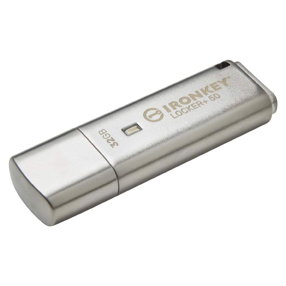 Kingston IronKey Locker+ 50 USB Flash Drive Encrypted 32GB |IKLP50/32GB