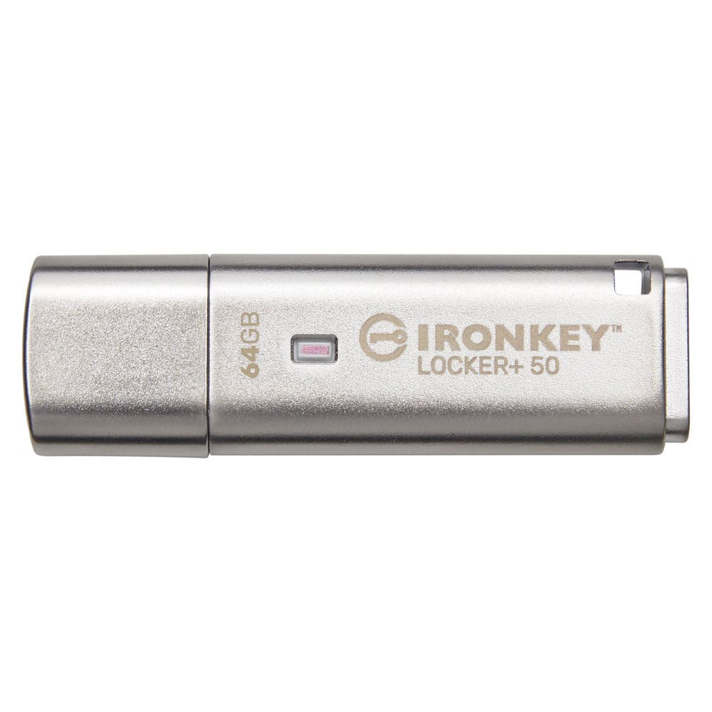 Kingston IronKey Locker+ 50 USB Flash Drive Encrypted 64GB |IKLP50/64GB