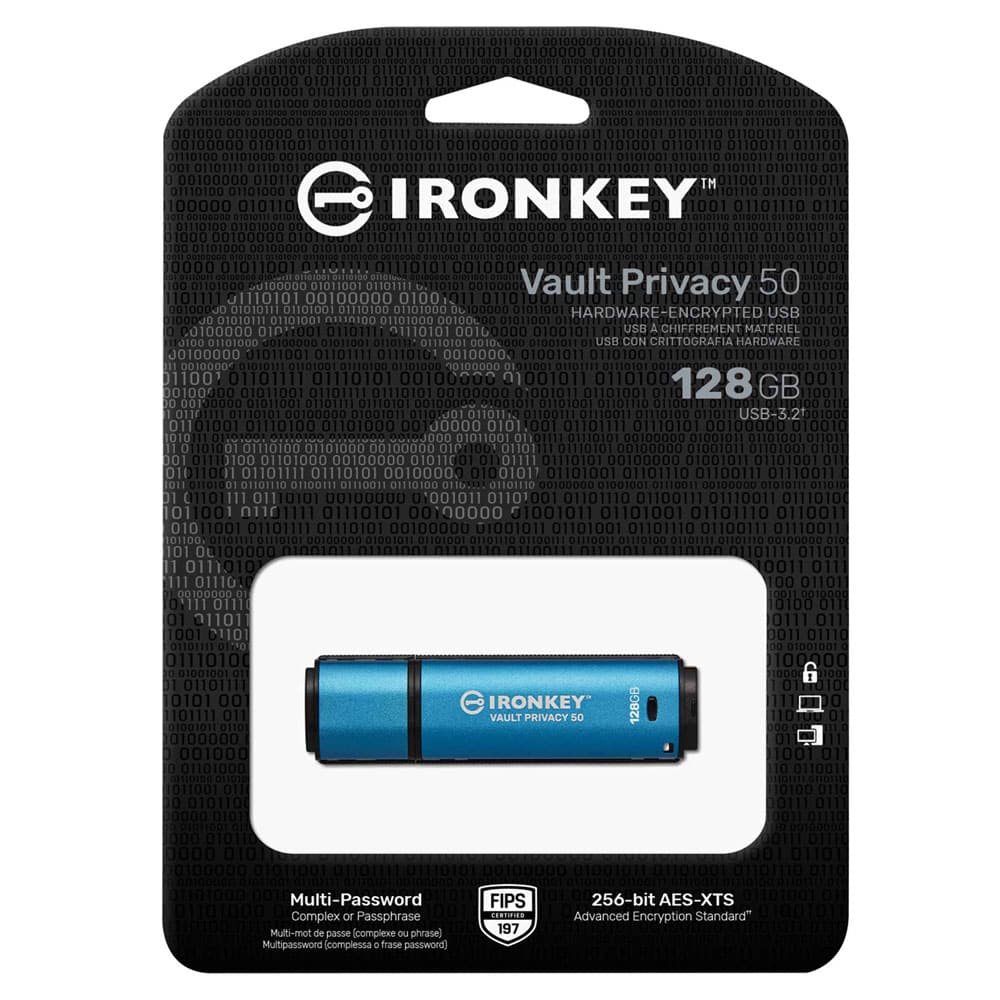 Kingston IronKey Vault Privacy 50 USB Flash Drive XTS AES Encrypted ...
