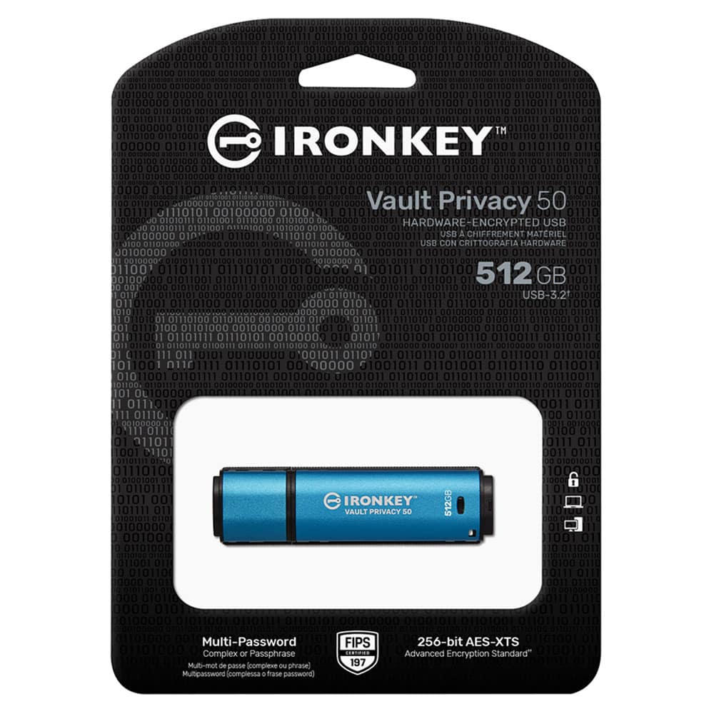 Kingston IronKey Vault Privacy 50 USB Flash Drive XTS AES Encrypted ...