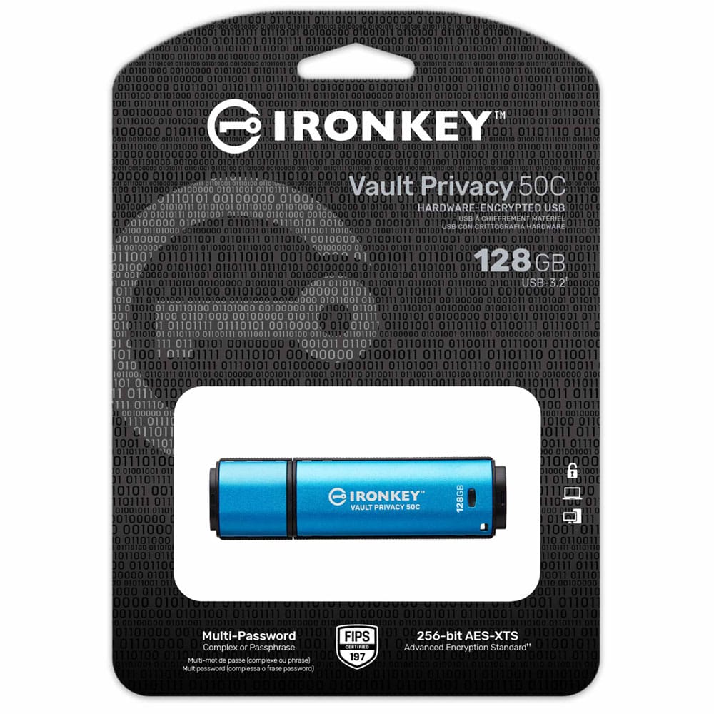 Kingston IronKey Vault Privacy 50 Type-C XTS AES Encrypted USB Flash ...