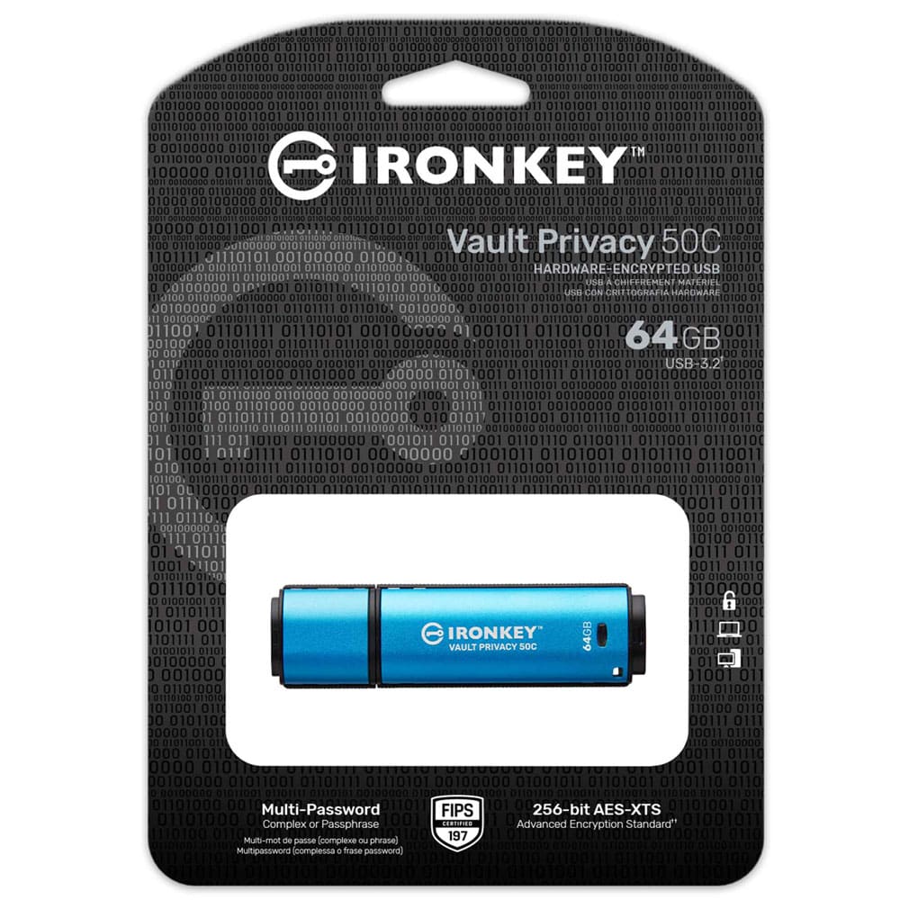 Kingston IronKey Vault Privacy 50 Type-C XTS AES Encrypted USB Flash ...